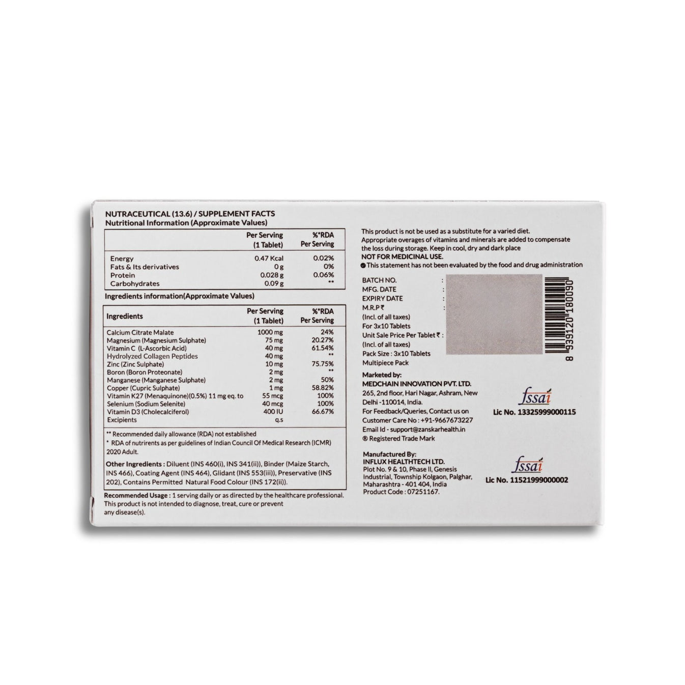 Zanskar Bone Repair Tablet | Daily Use Supplement