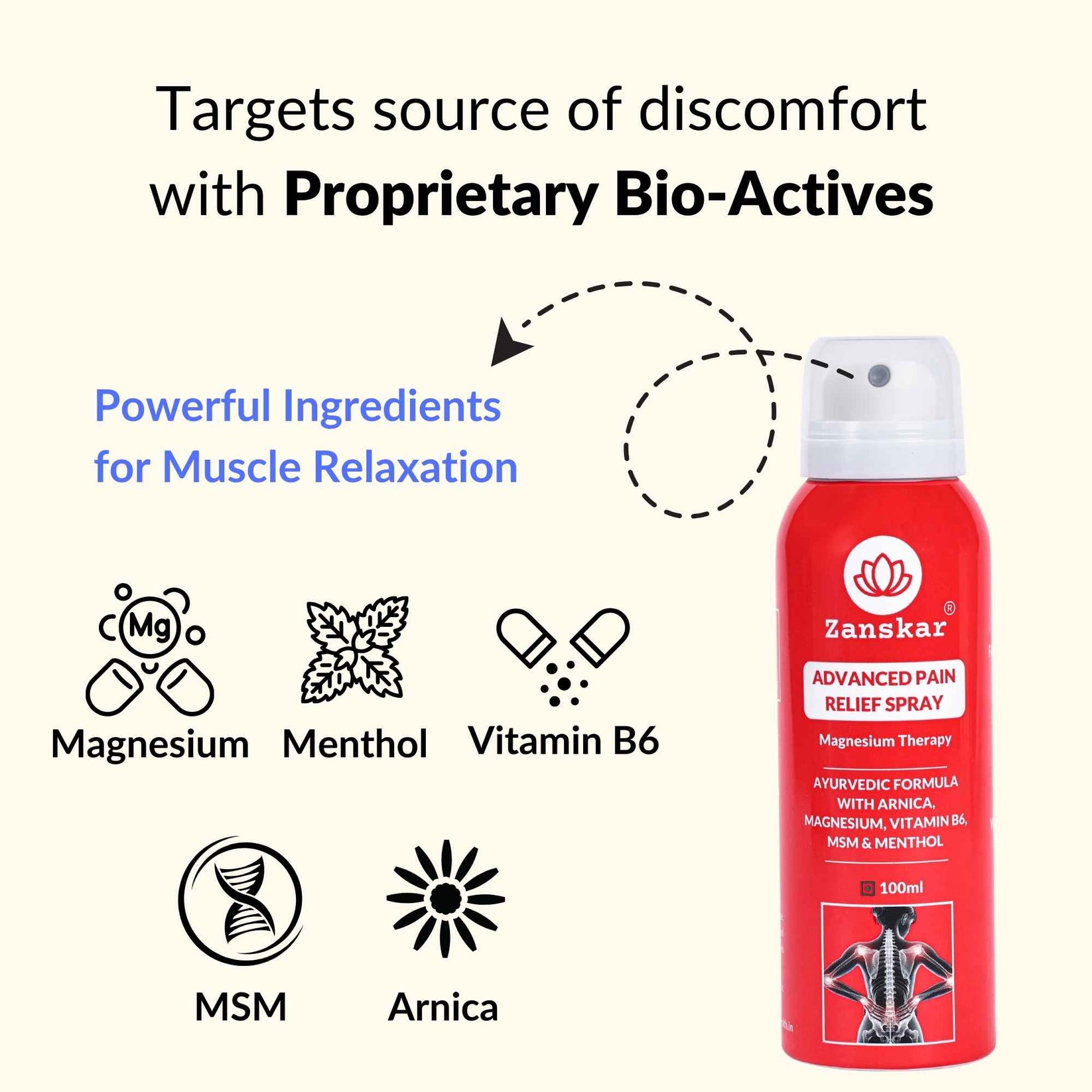 Zanskar Advanced Pain Relief Spray (100ml) | Fast Pain Killer Spray